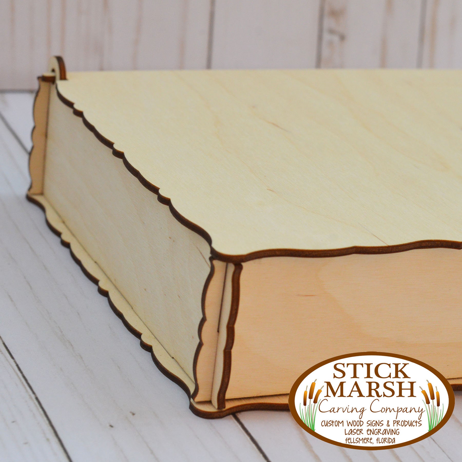 Unfinished Unassembled Scalloped Edge Box KIT Trinket | Etsy