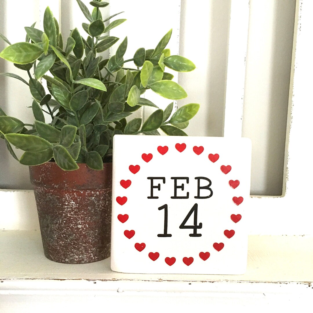 FEBRUARY 14 Sign, Valentine Day Sign, Valentine’s Tiered Tray ...