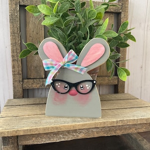 Wood Bunny With Glasses, Nerdy Bunny, Brainy Bunny, Easter Rabbit ...