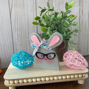 Wood Bunny With Glasses, Nerdy Bunny, Brainy Bunny, Easter Rabbit ...