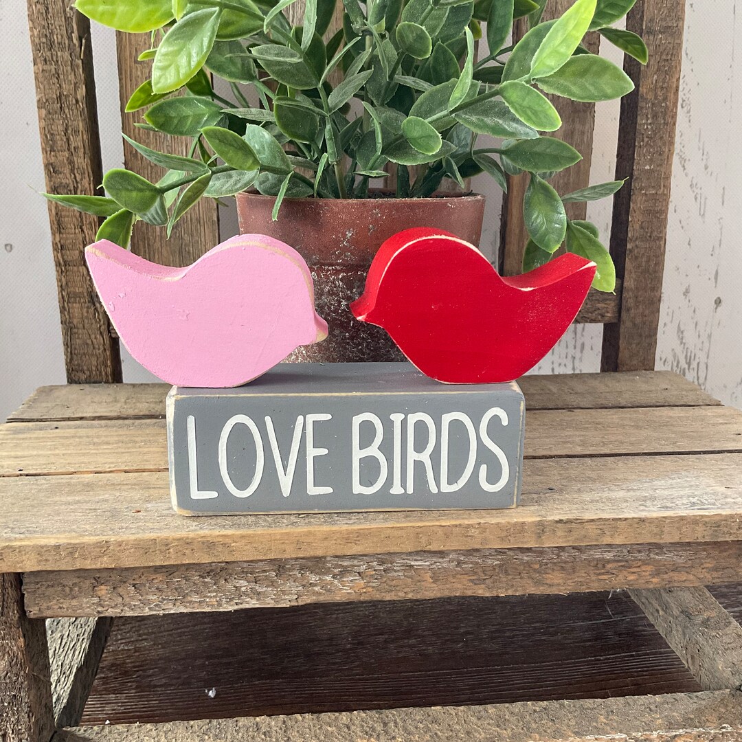 Wood Love Birds, Valentines Day Decor, Tiered Tray Decor, Love Birds ...