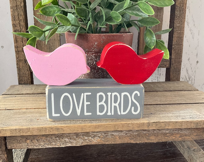 Wood Love Birds, Valentines Day Decor, Tiered Tray Decor, Love Birds ...