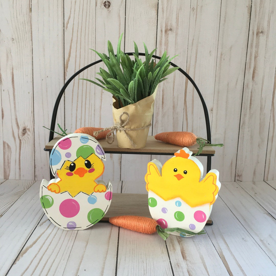 Easter Chick in Egg, Set of 2, Baby Chick, Easter Decor, Easter Tiered ...