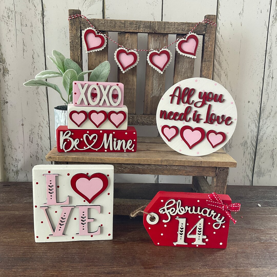Valentine Tiered Tray Decor, Valentine Love Tiered Tray, February 14th ...