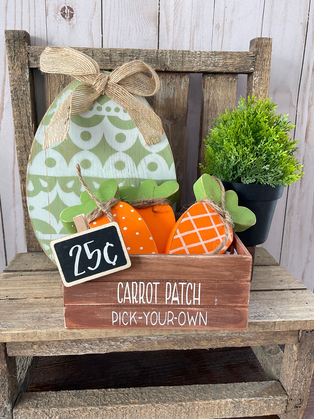 Mini Easter Crate With Carrots, Wood Crate, Wood Carrots, Easter Decor ...