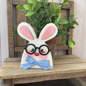 Wood Bunny With Glasses, Nerdy Bunny, Brainy Bunny, Easter Rabbit ...