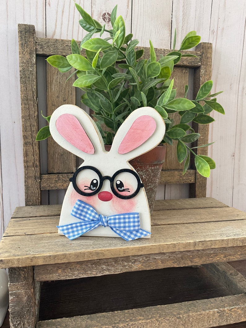 Wood Bunny With Glasses Nerdy Bunny Brainy Bunny Easter - Etsy