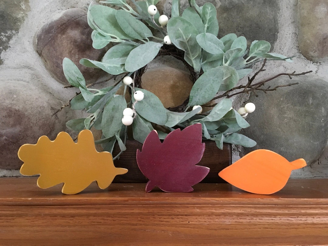 Fall Wood Leaves, Set of 3, Fall Decor, Fall Tiered Tray, Autumn Leaves ...