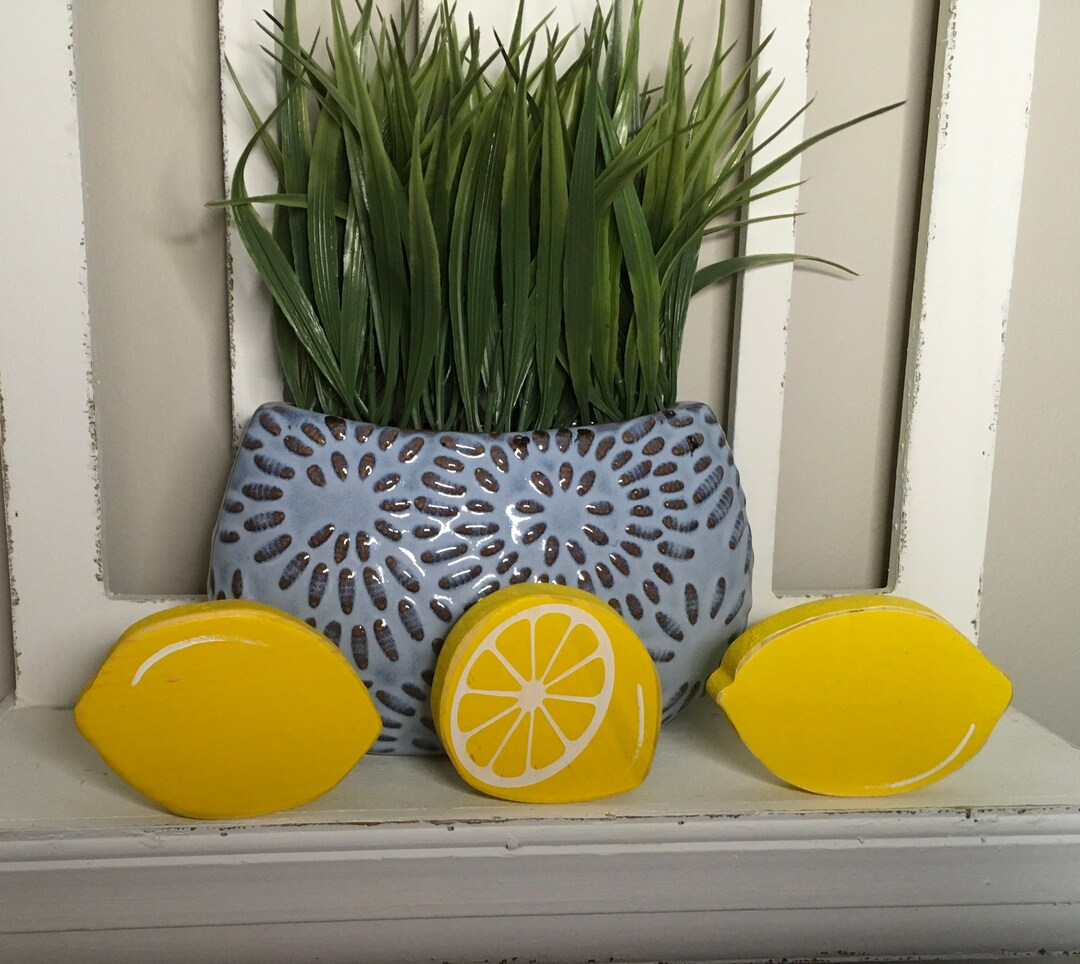 Set of 3 Wood Lemons, Lemon Tiered Tray, Lemons, - Etsy