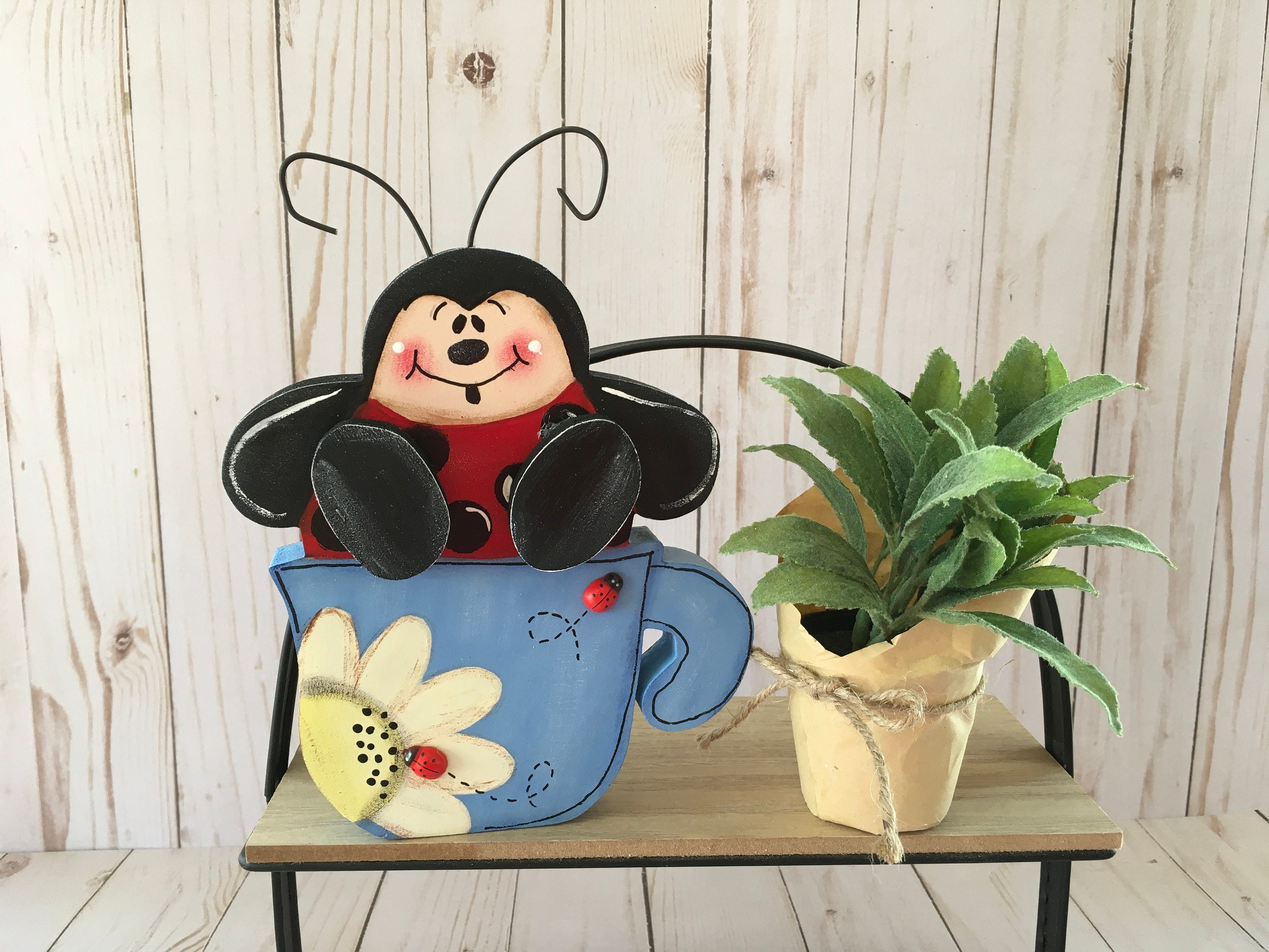 Handmade Ladybug Shelf Sitter, Summer Tiered Tray Decor - Etsy