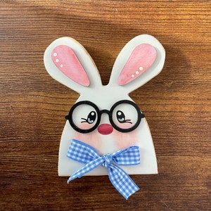 Wood Bunny With Glasses, Nerdy Bunny, Brainy Bunny, Easter Rabbit ...