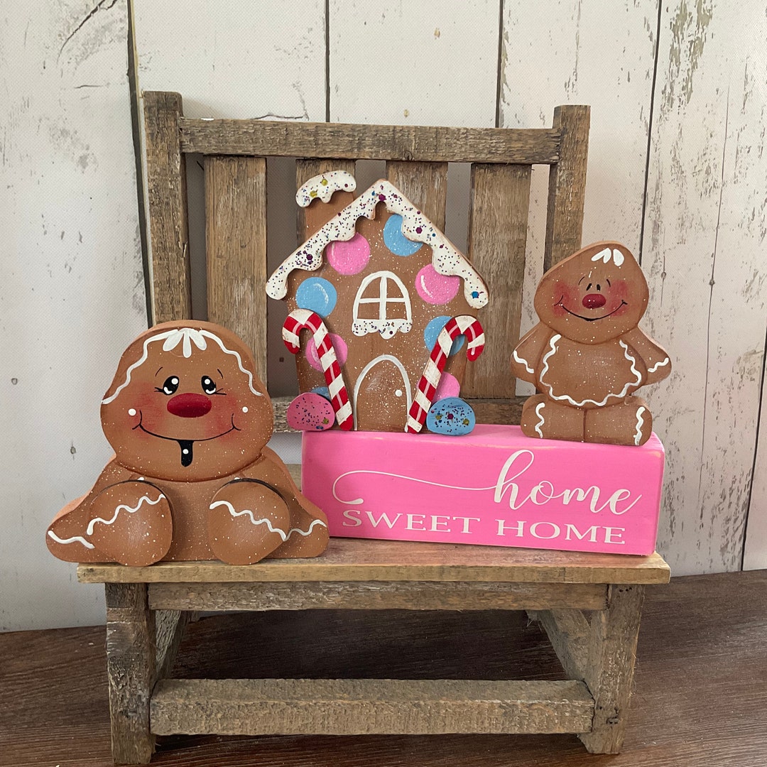 Wood Gingerbread House With Gumdrops, Candy Canes With Sweet ...