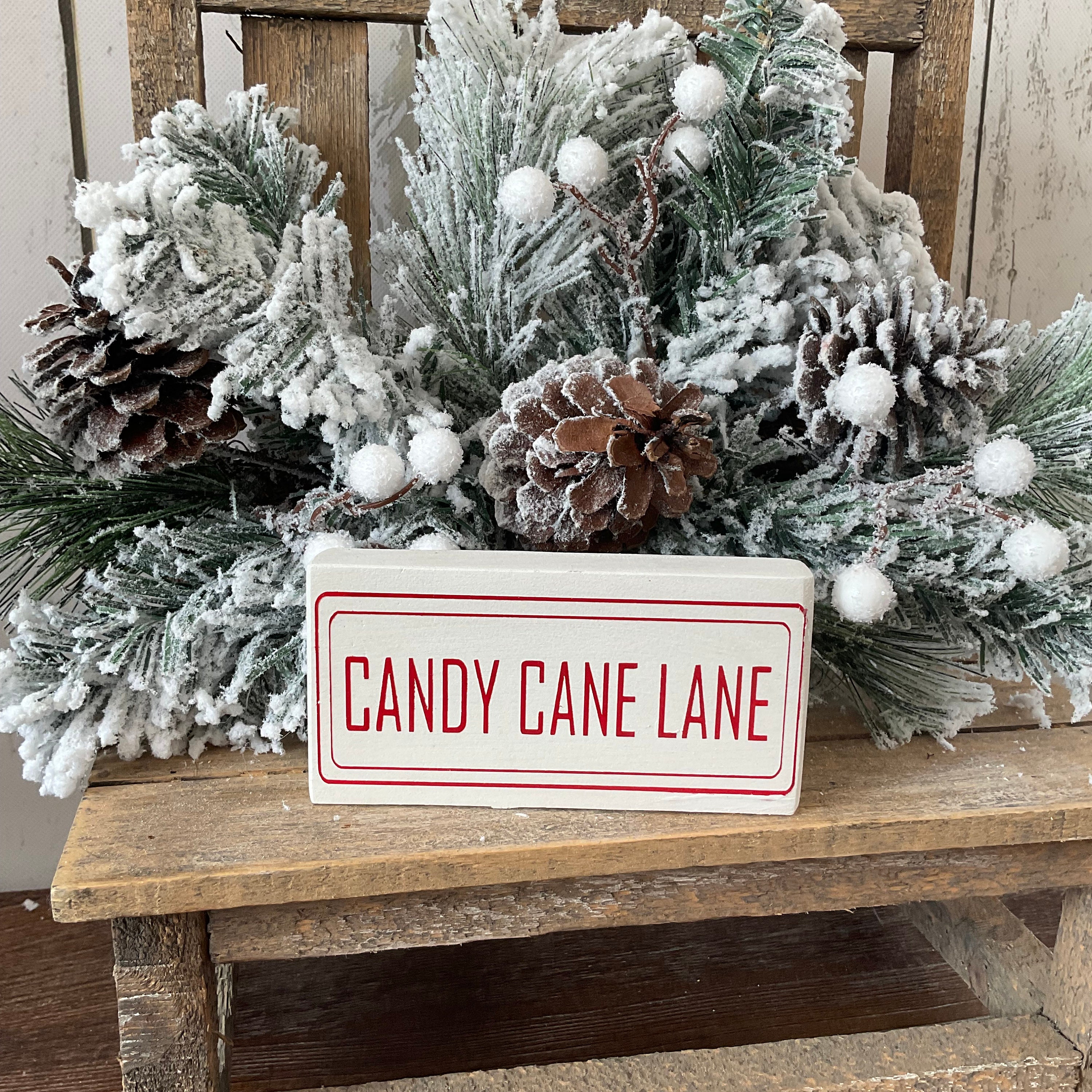 Set of 2 Wood Candy Canes, Candy Cane Lane Sign, Wood Candy Canes ...