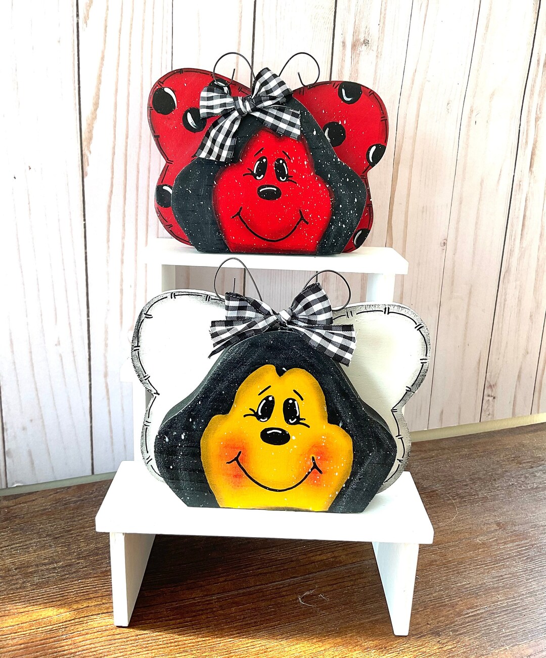 Ladybug Decor, Bee Decor, Wood Ladybug, Wood Bee, Summer Decor, Garden ...