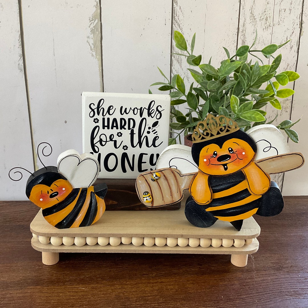 Wood Queen Bee, Worker Bee, She Works Hard for the Honey Sign, Tiered ...