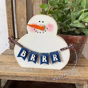 Wood Snowman With Banner, Snowman Shelf Sitter, Snowman Decor, Winter ...