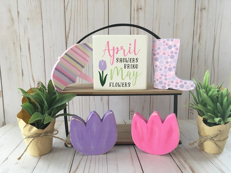 April Showers Bring May Flowers Bundle Spring Tiered Tray - Etsy