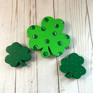 Shamrock Set of 3, Wood Shamrocks, Tiered Tray, Shelf Sitter, Shamrock ...