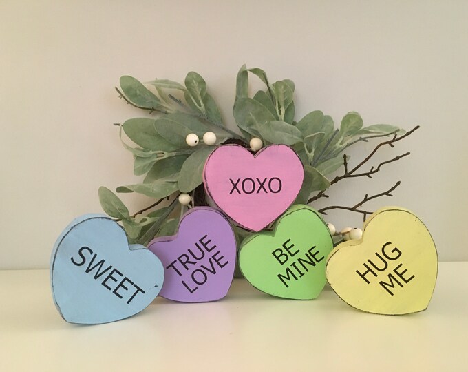 Conversation Hearts, Conversation Hearts Set of Five, Valentine Day ...