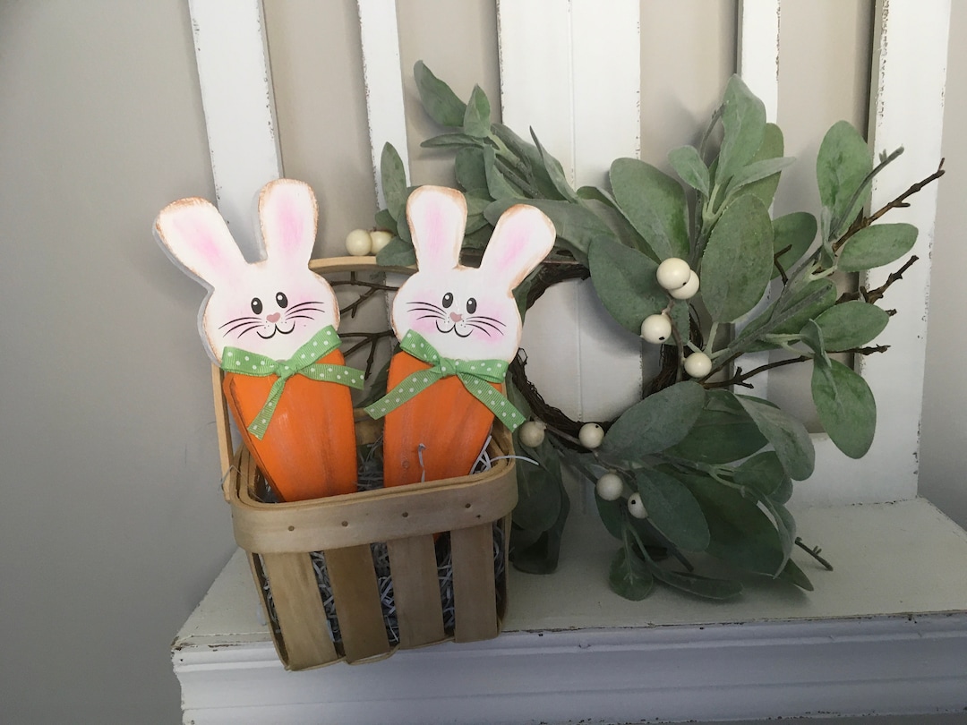 Bunny Carrot Set of 2, Bunny Carrot, Bunny, Carrot, Easter Decor ...