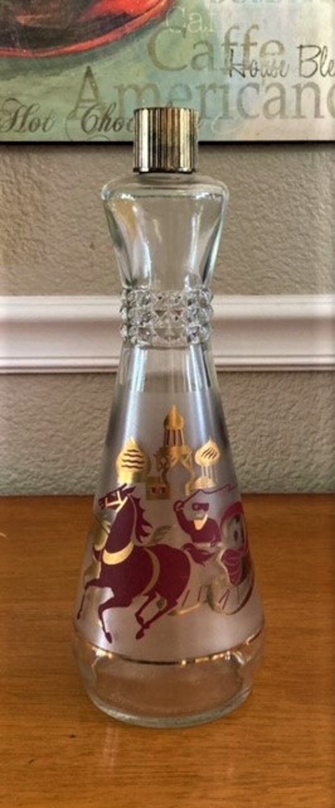 Vintage Arrow Vodka Frosted Glass Decanter Bottle - Horse Drawn Sleigh ...