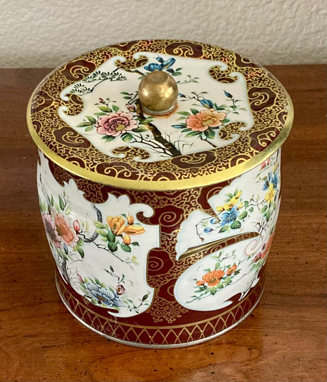 Vintage Daher Tin Canister Colorful Floral Motif Daher Tea Biscuit ...
