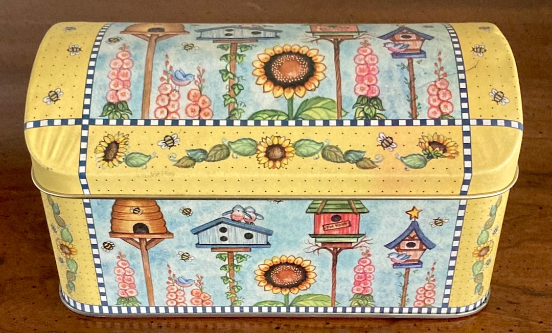 Vintage Sunflowers, Birdhouses, and Bee Hives Tin Backyard Scenes ...