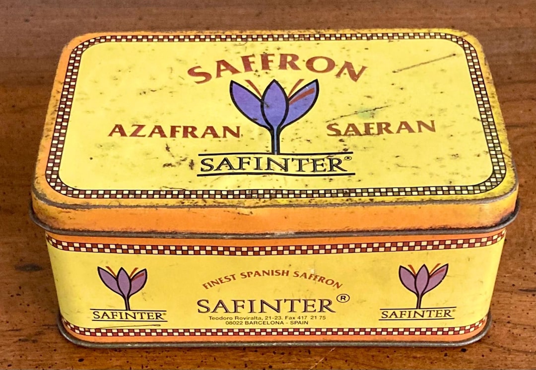 Vintage Safinter Spanish Azafran Saffron 2oz. Tin - Barcelona, Spain ...