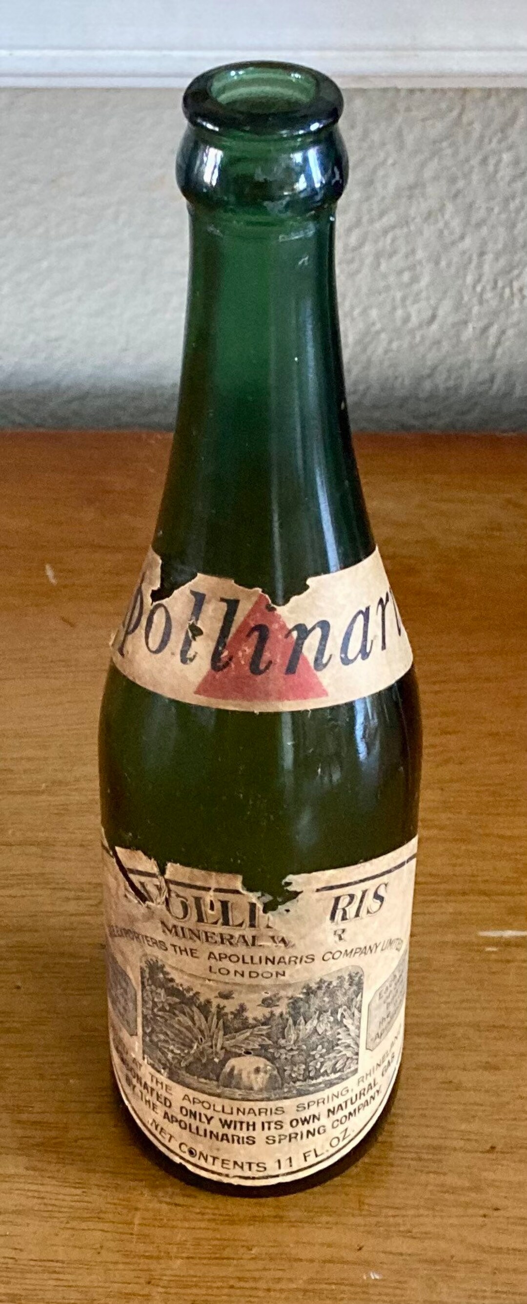 Vintage Apollinaris Mineral Water Bottle Green Glass 1910s - Etsy