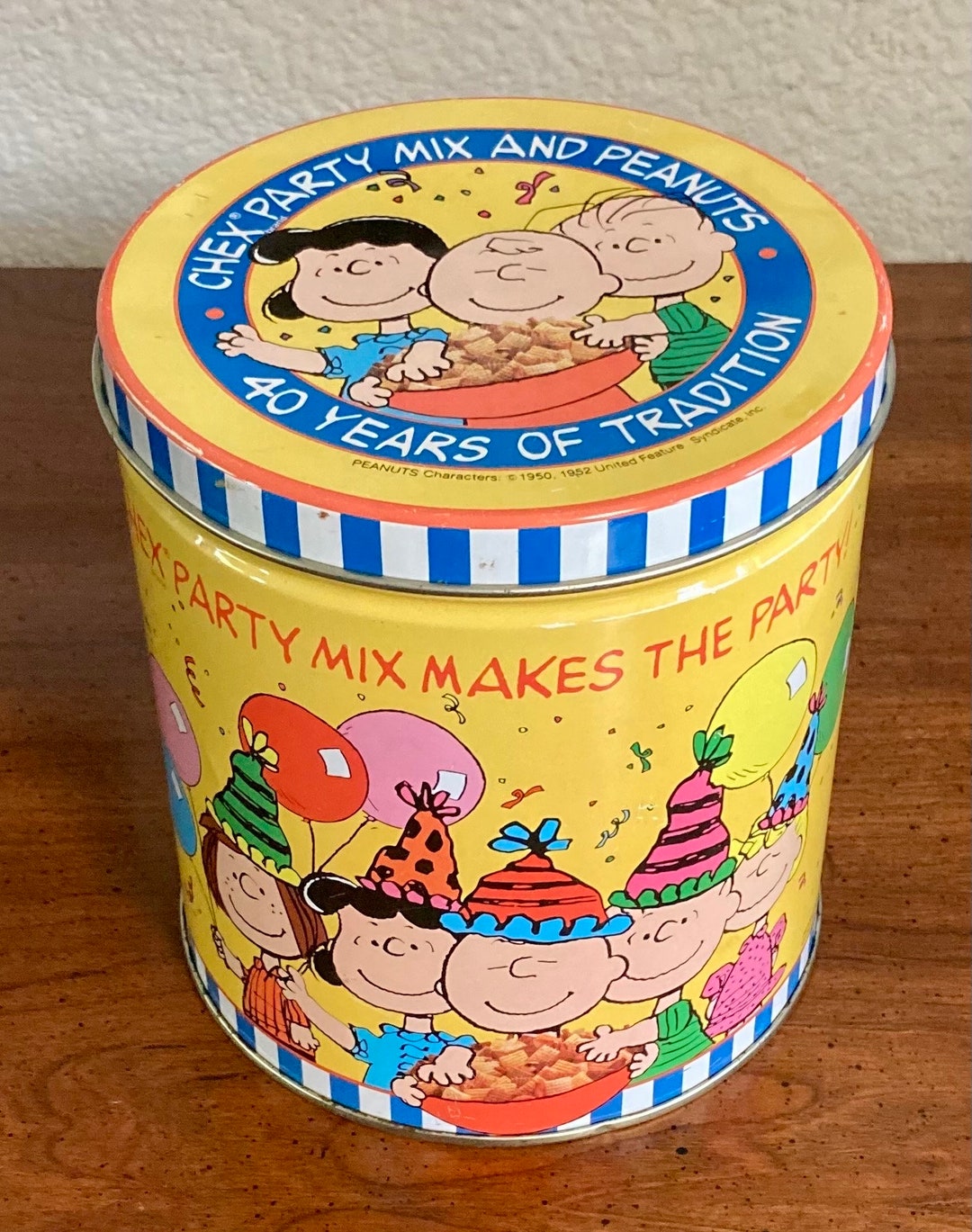 Vintage Chex Party Mix and Peanuts Tin Ralston Purina 40 Years of Tradition Chex Party Mix Makes ...