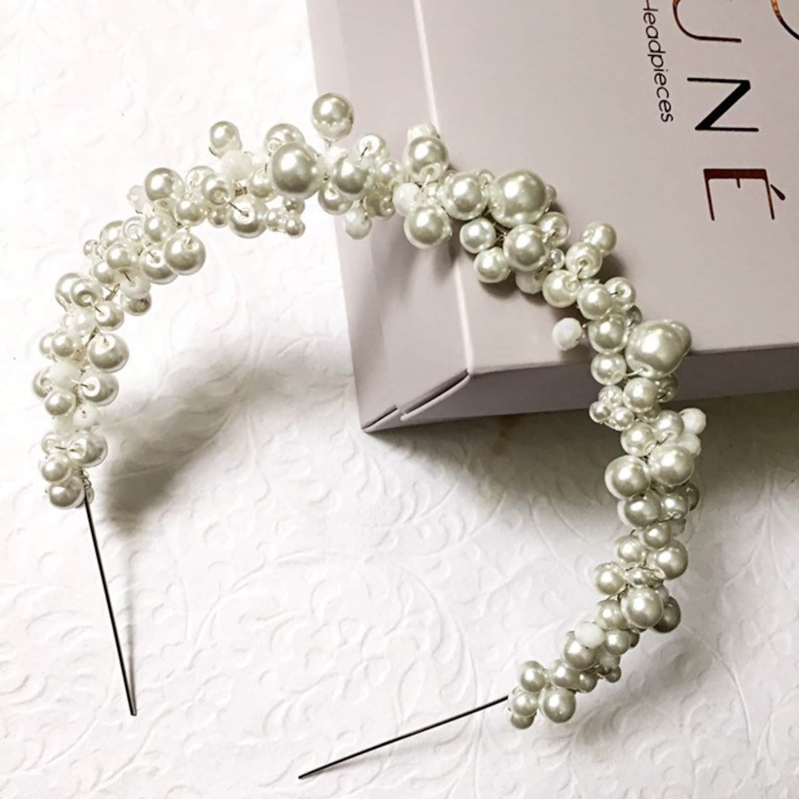 ALL WHITE Pearls Cafuné Headpiece White Pearls Headband - Etsy