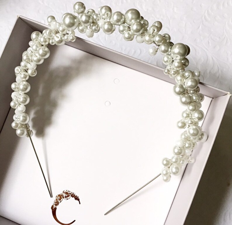 ALL WHITE Pearls Cafuné Headpiece White Pearls Headband - Etsy