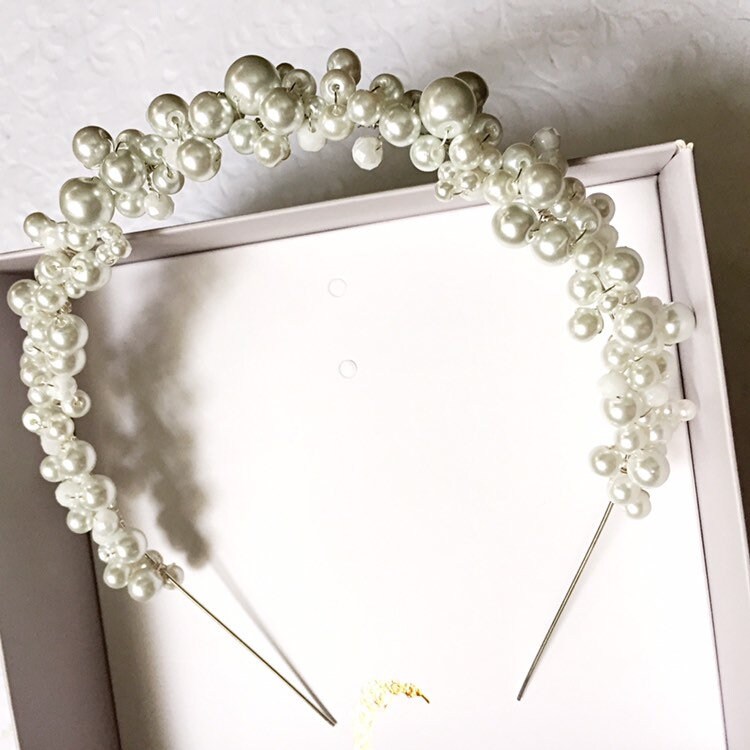 ALL WHITE Pearls Cafuné Headpiece White Pearls Headband - Etsy