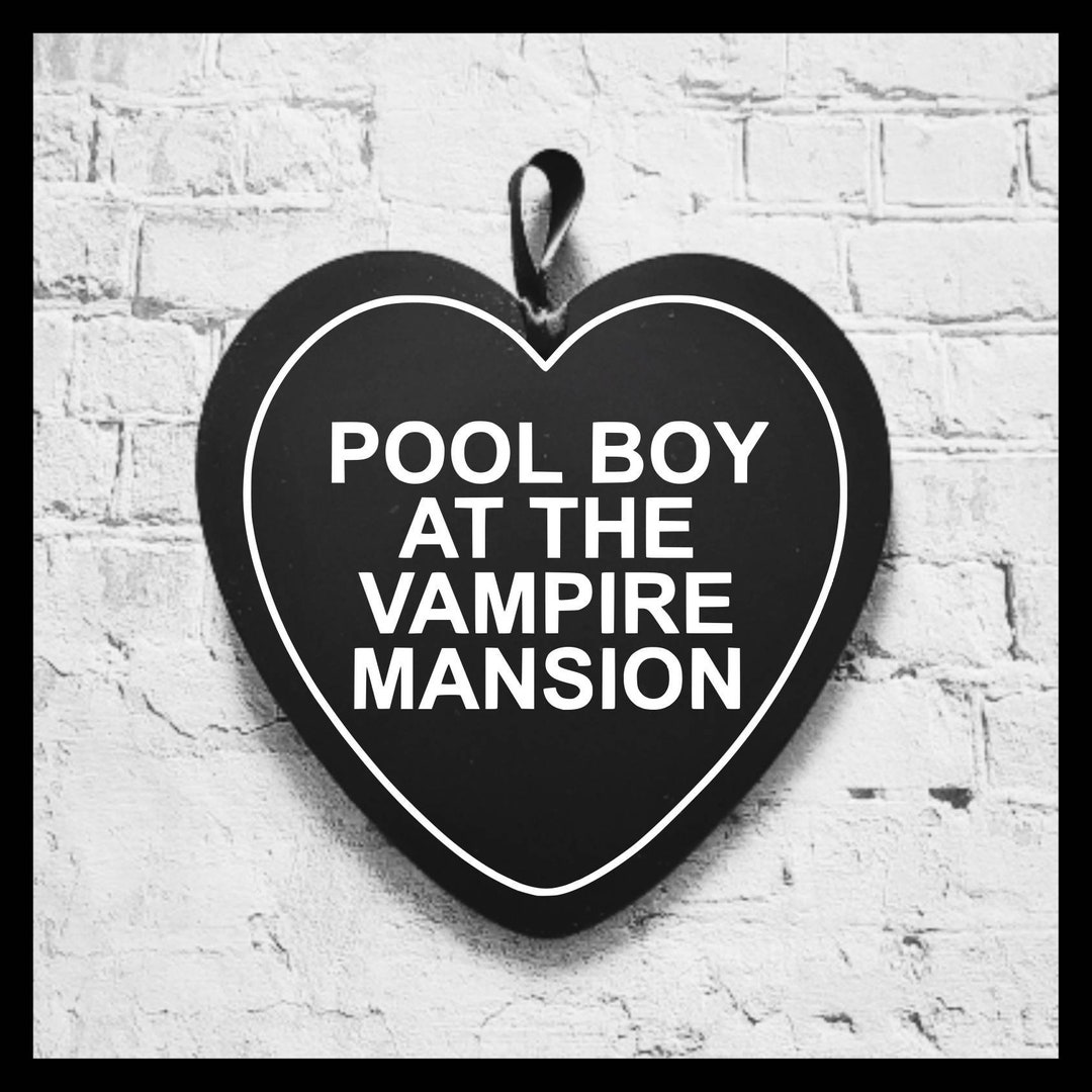 Pool Boy at the Vampire Mansion, Black Acrylic Heart, Emo Decor, Spooky ...