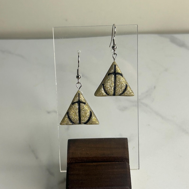 Gold Deathly Hallows Earrings - Etsy
