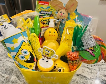 Pre-filled Spongebob Gift Basket With Mega Egg - Etsy