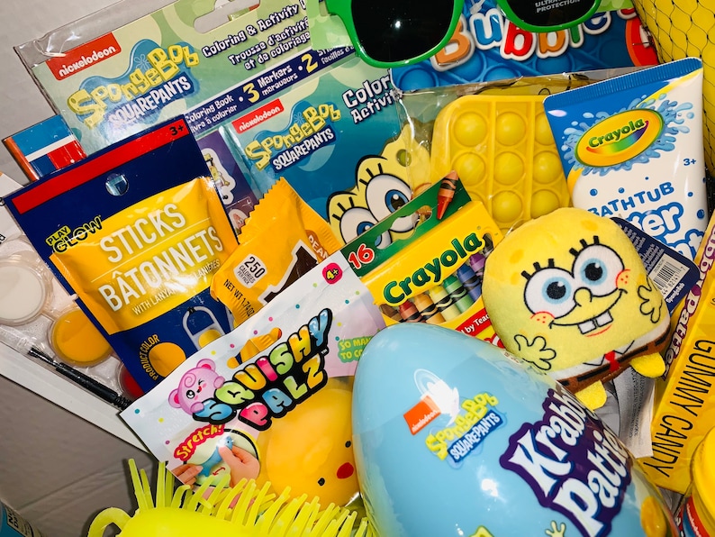 Pre-filled Spongebob Gift Basket With Mega Egg - Etsy