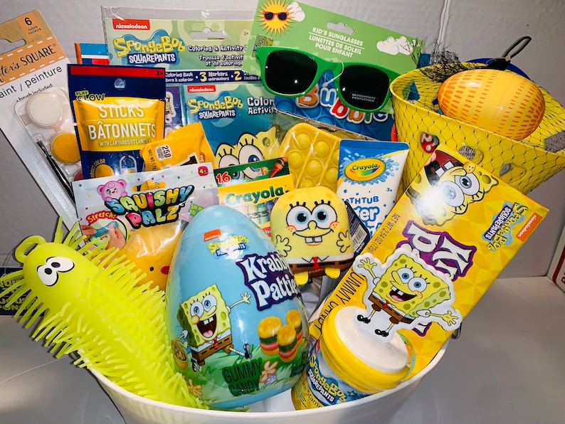 Pre-filled Spongebob Gift Basket With Mega Egg - Etsy