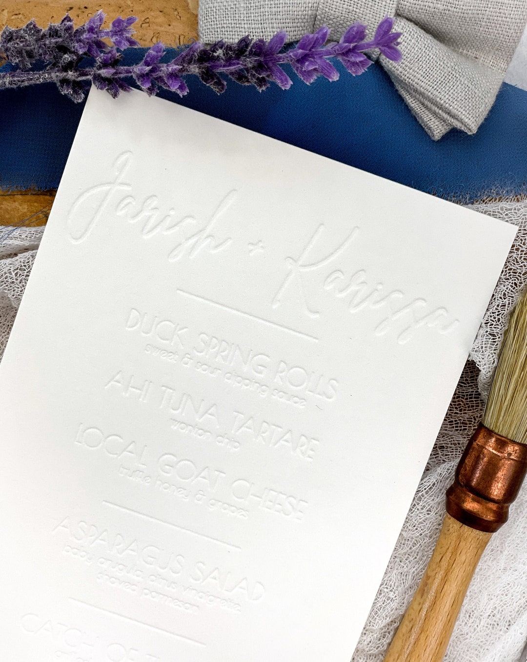 Letterpress Blind, Deep Impression Menu, Elegant Dinner Service ...