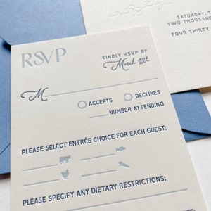 The Bristol Suite. Letterpress Wedding Invitation. Dusty Blue, Flower ...