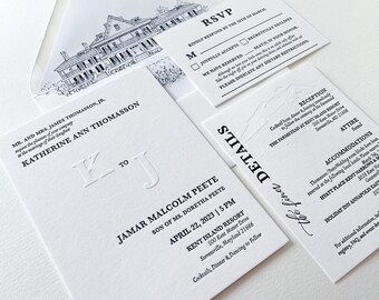 Embossed Custom Wedding Invitations - Etsy