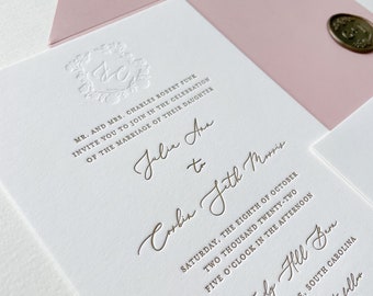The Grantham Suite. Letterpress Wedding Invitation. Elegant, Romantic ...