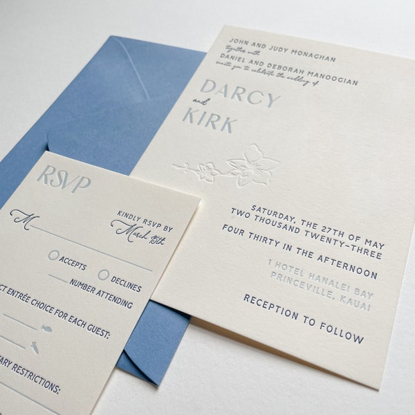 Flower Letterpress Wedding Invitations - Etsy