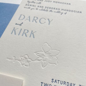 The Bristol Suite. Letterpress Wedding Invitation. Dusty Blue, Flower ...