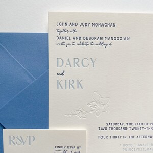 The Bristol Suite. Letterpress Wedding Invitation. Dusty Blue, Flower ...
