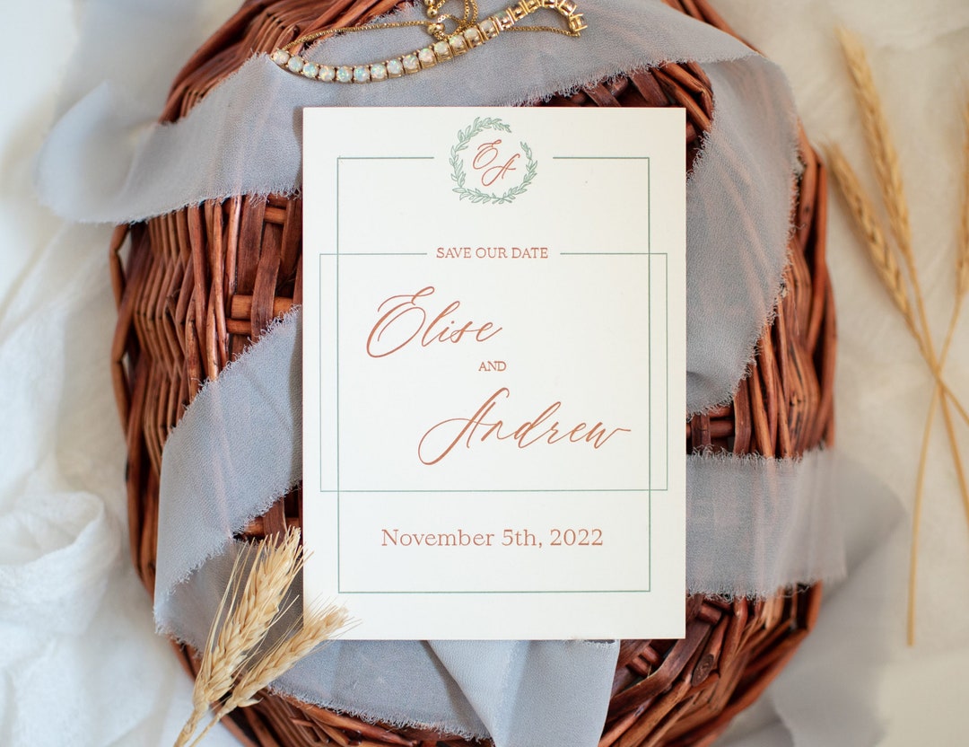 The Everly Save the Date. Letterpress Wedding Invitation. Simple Modern ...