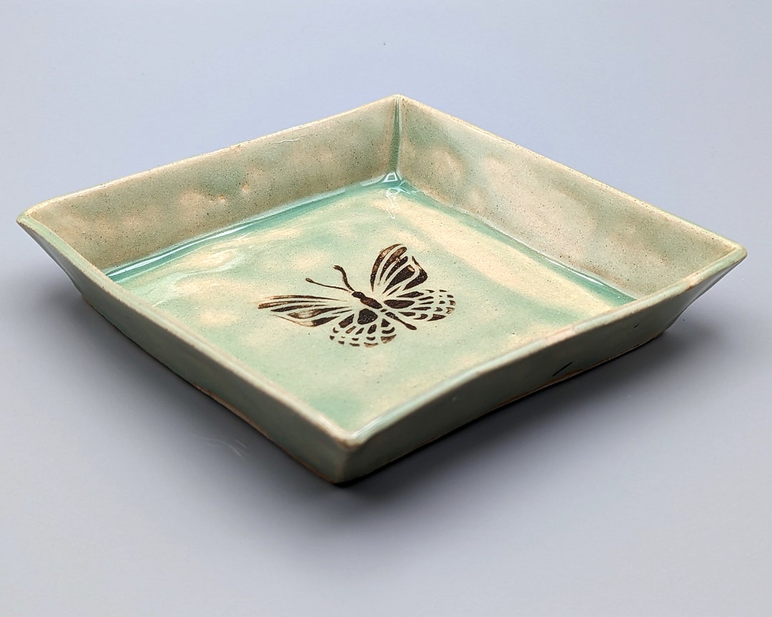 Ceramic Square Dish Butterfly Plate - Etsy