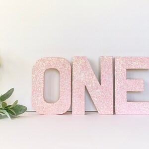 Pink Glitter Stand up ONE Letter Sign-first Birthday-photo | Etsy