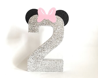 Minnie Mouse Glitter Stand up Number-cake | Etsy