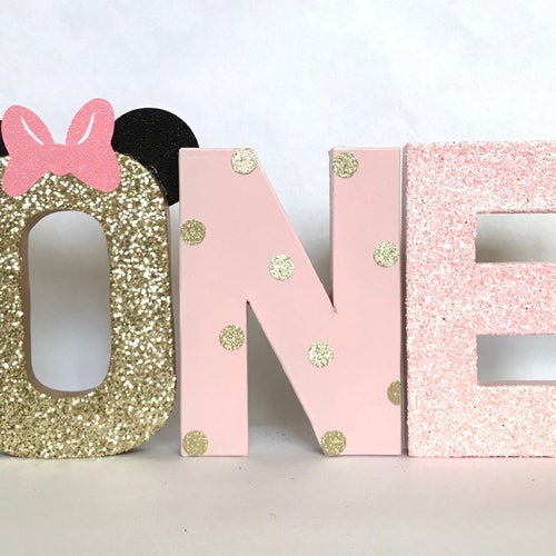 Minnie Mouse Glitter Stand up one Letter Sign 1st - Etsy